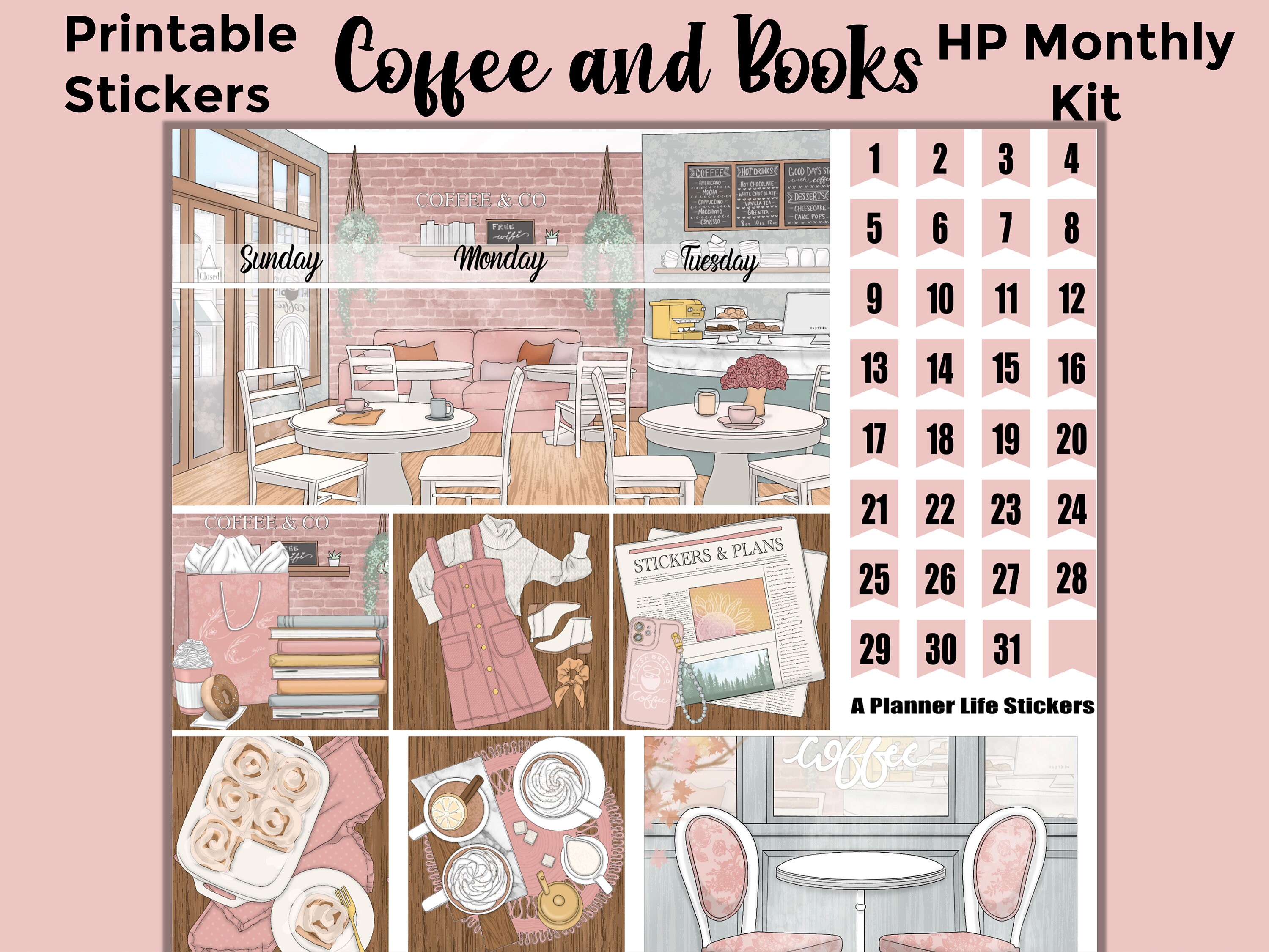 Monthly Coffee Printable Planner Stickers: Made to Fit the - Etsy