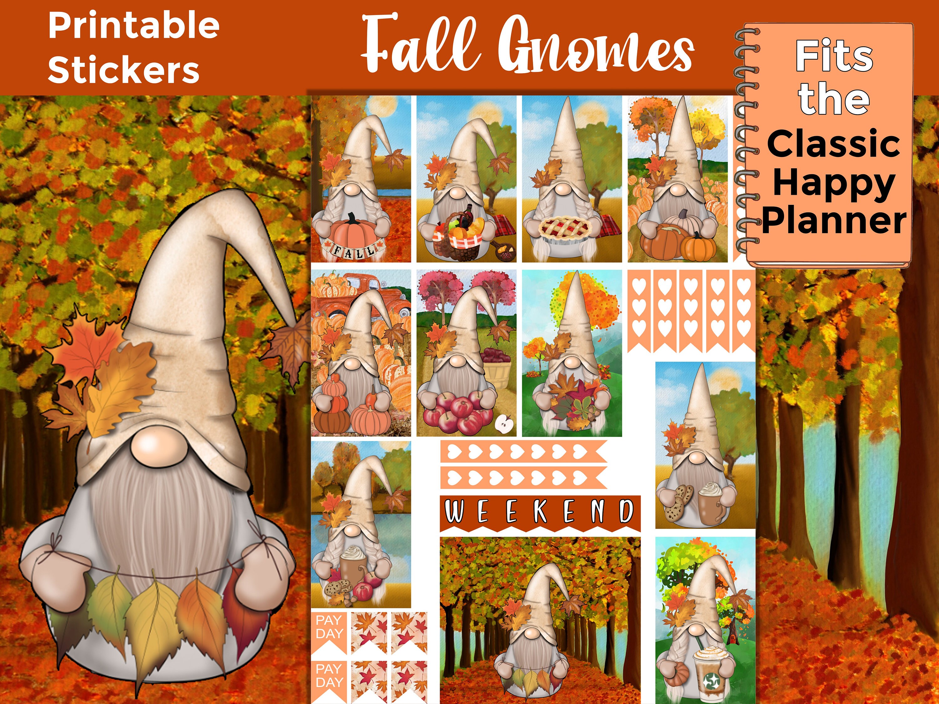 Fall Printable Planner Stickers: Made to Fit the Classic Happy - Etsy