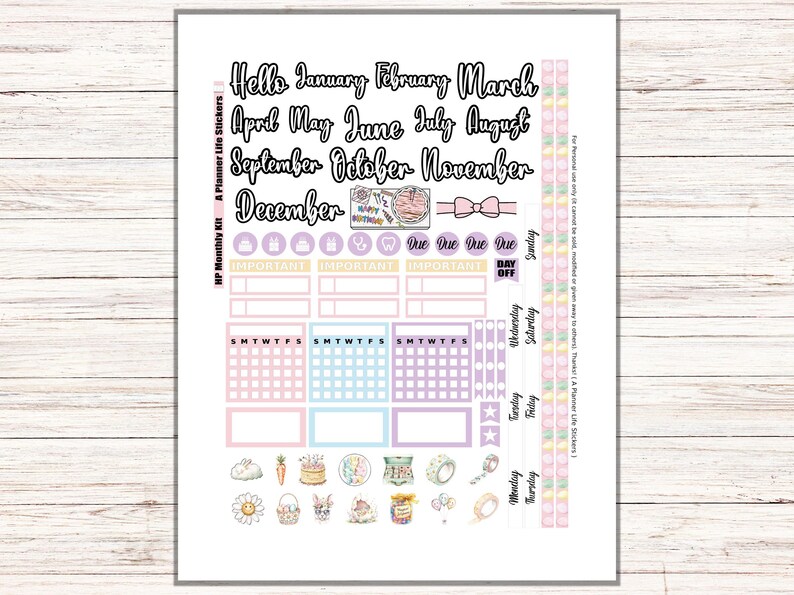 Monthly Spring and Easter Printable Planner Stickers: Made to Fit the ...