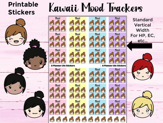 Kawaii Mood Tracker Printable Stickers: Made to Fit the Happy - Etsy