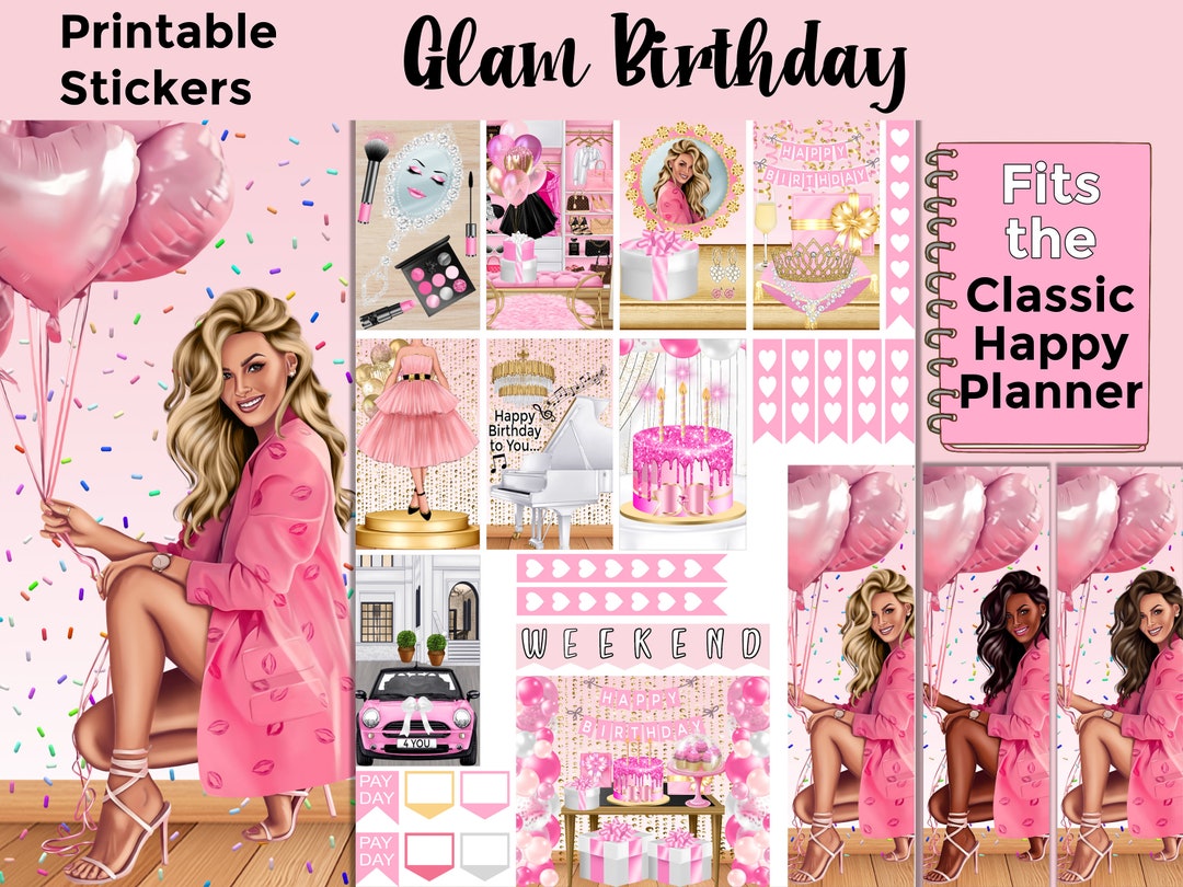 Birthday Printable Planner Stickers: Made to Fit the Classic Happy ...
