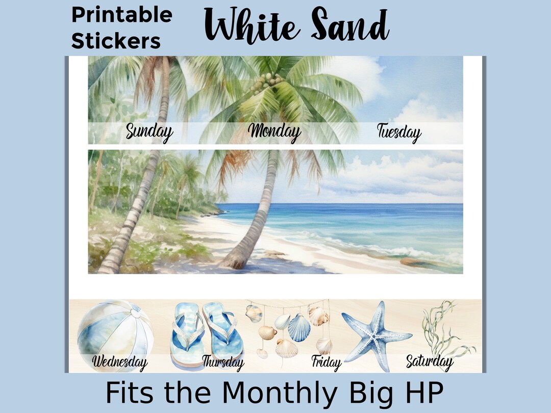 Monthly Beach Printable Planner Stickers: Made to Fit the Big Happy ...