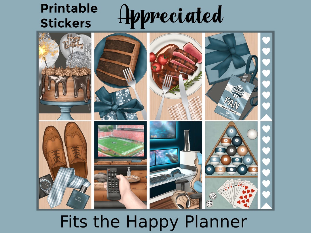 Male Birthday and Father’s Day Printable Planner Stickers: Made to Fit ...