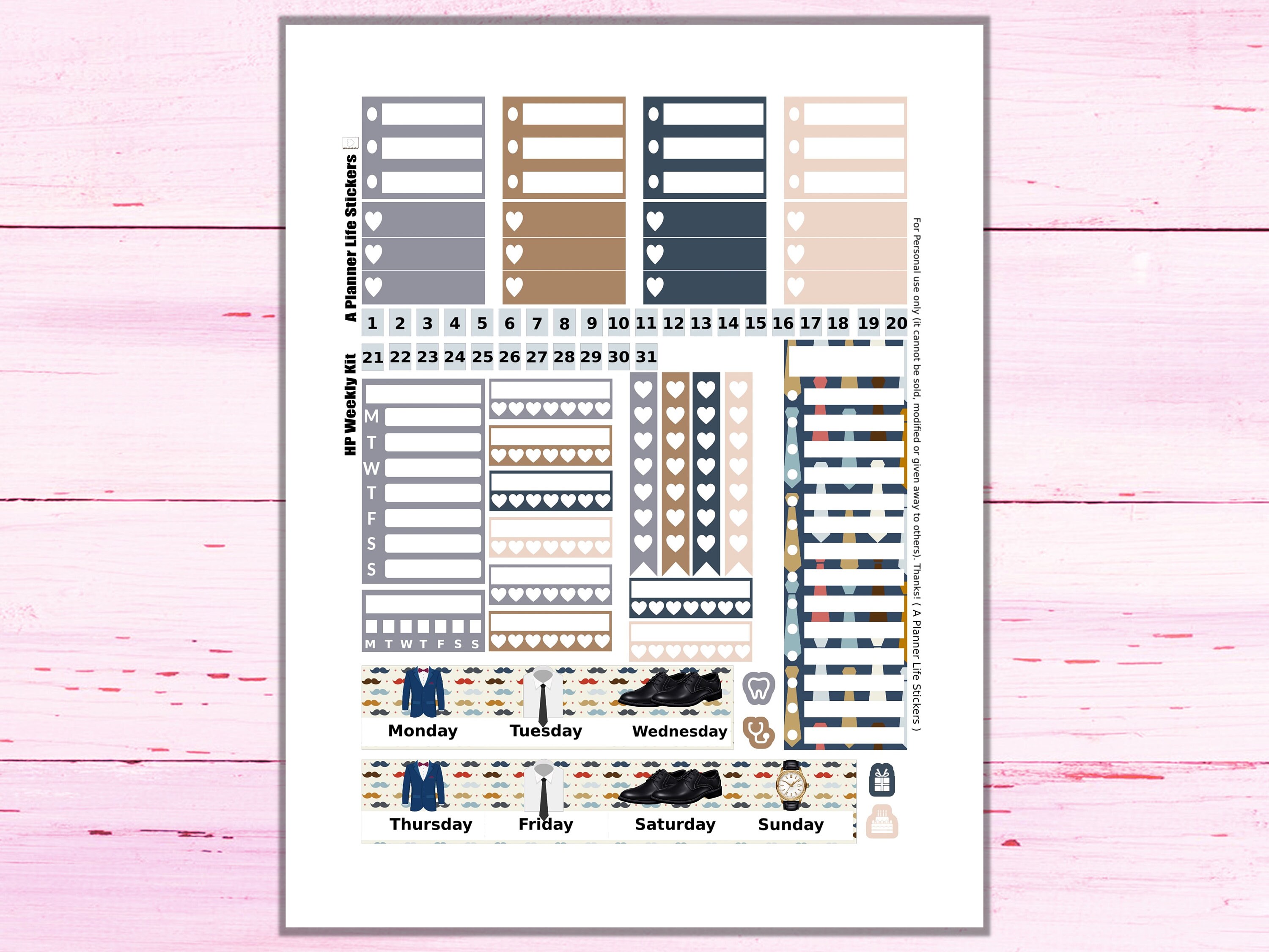 Manly Printable Planner Stickers: Made to Fit the Classic - Etsy