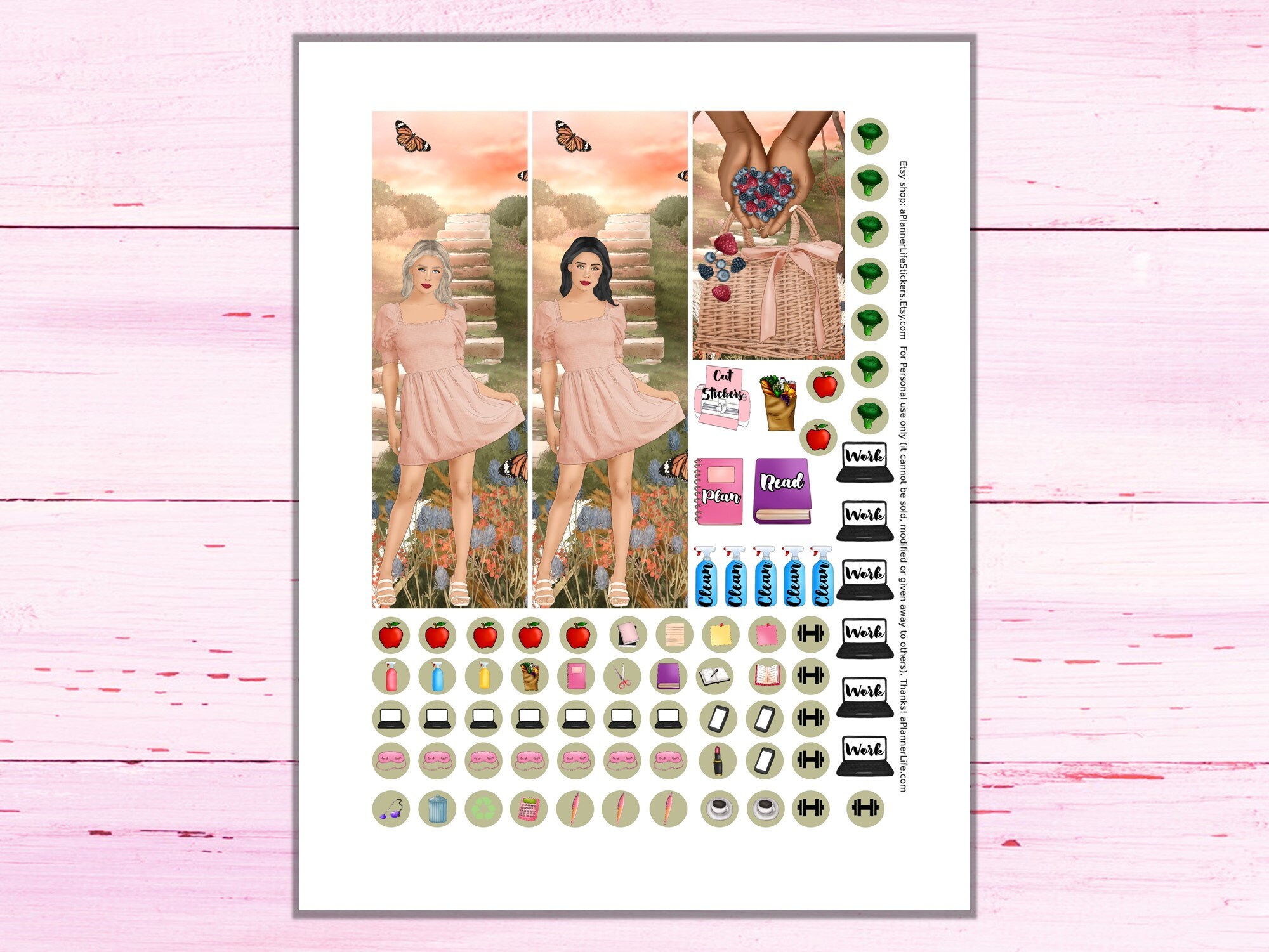Cottagecore Printable Planner Stickers: Made to Fit the Big - Etsy