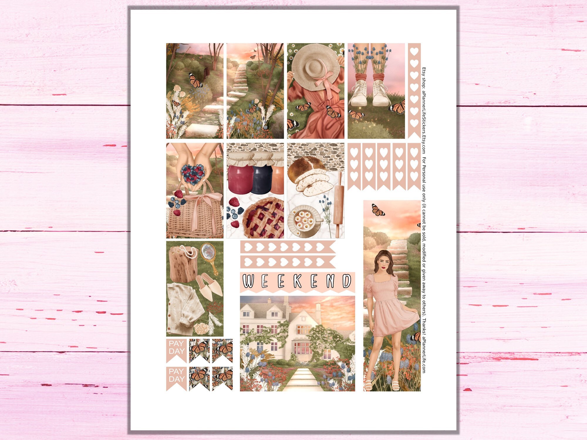 Cottagecore Printable Planner Stickers: Made to Fit the | Etsy