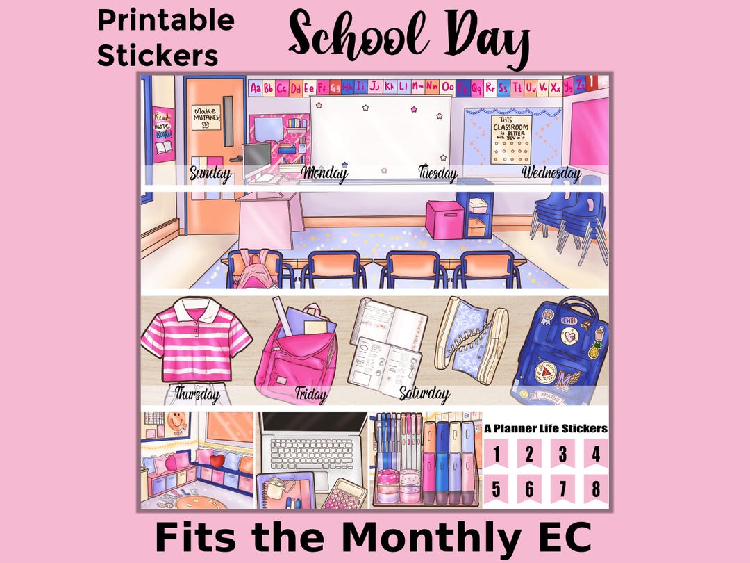 Monthly Back to School Printable Planner Stickers: Made to Fit the Erin ...