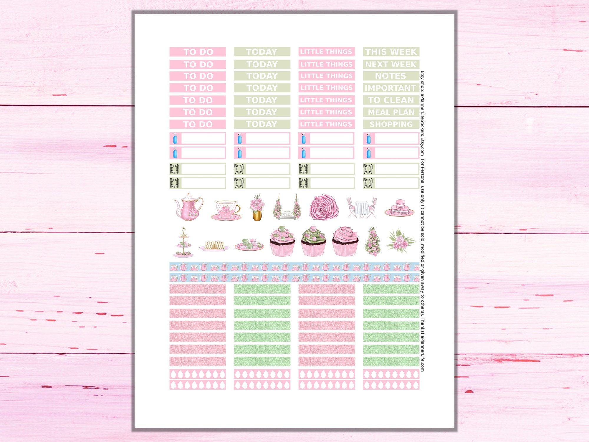 Tea Party Printable Planner Stickers: Made to Fit the Classic - Etsy Canada