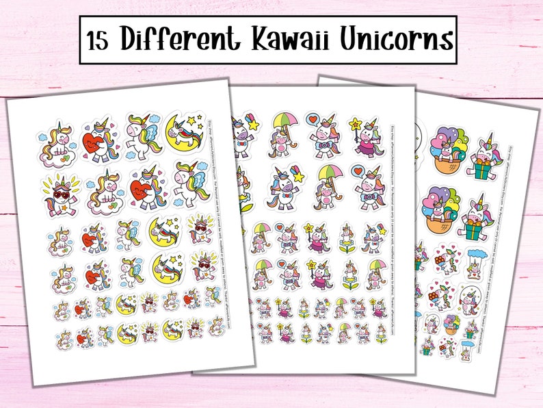 Kawaii Unicorn Printable Stickers: Kawaii Unicorns 1 - Etsy