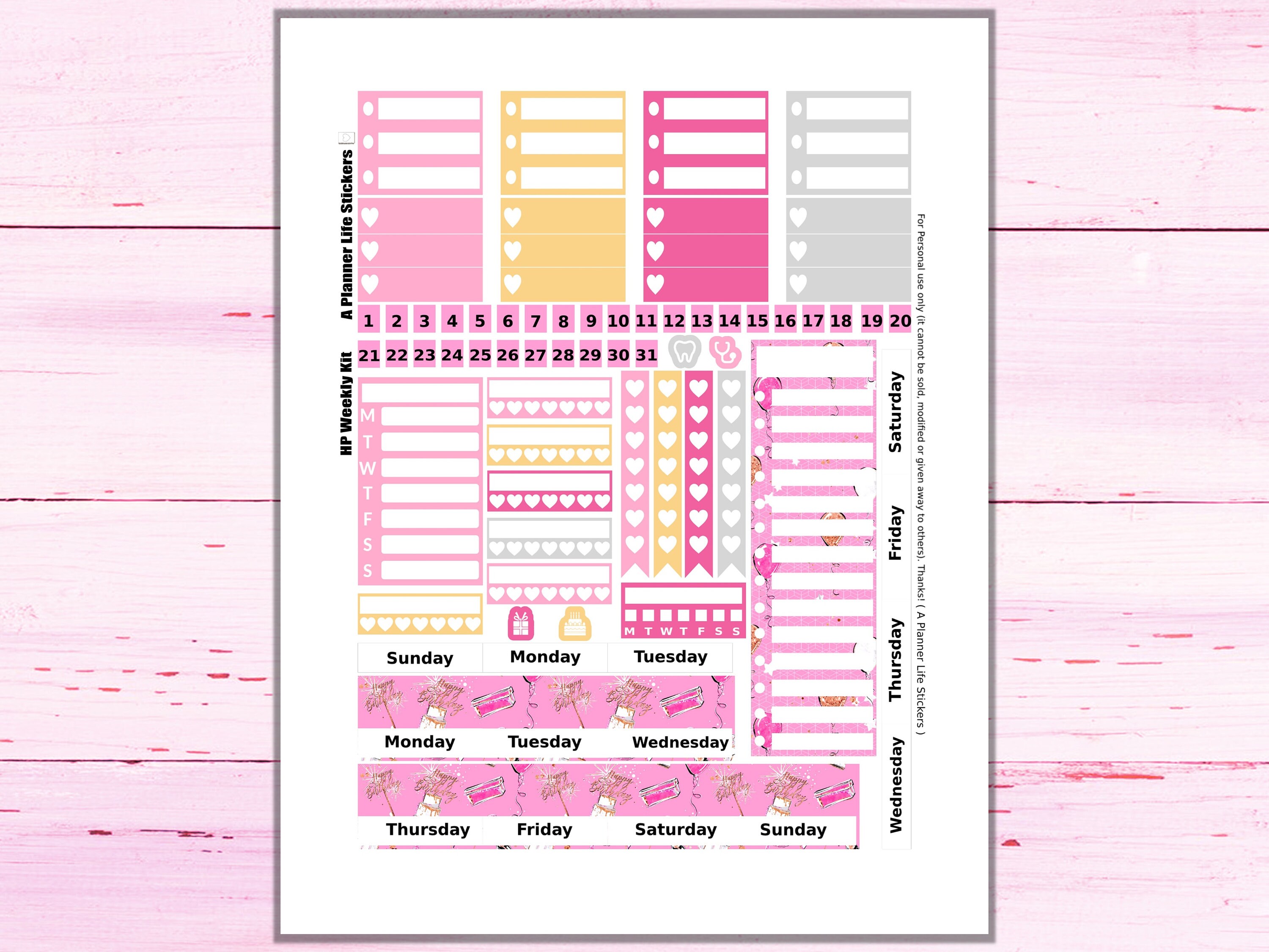 Birthday Printable Planner Stickers: Made to Fit the Classic - Etsy