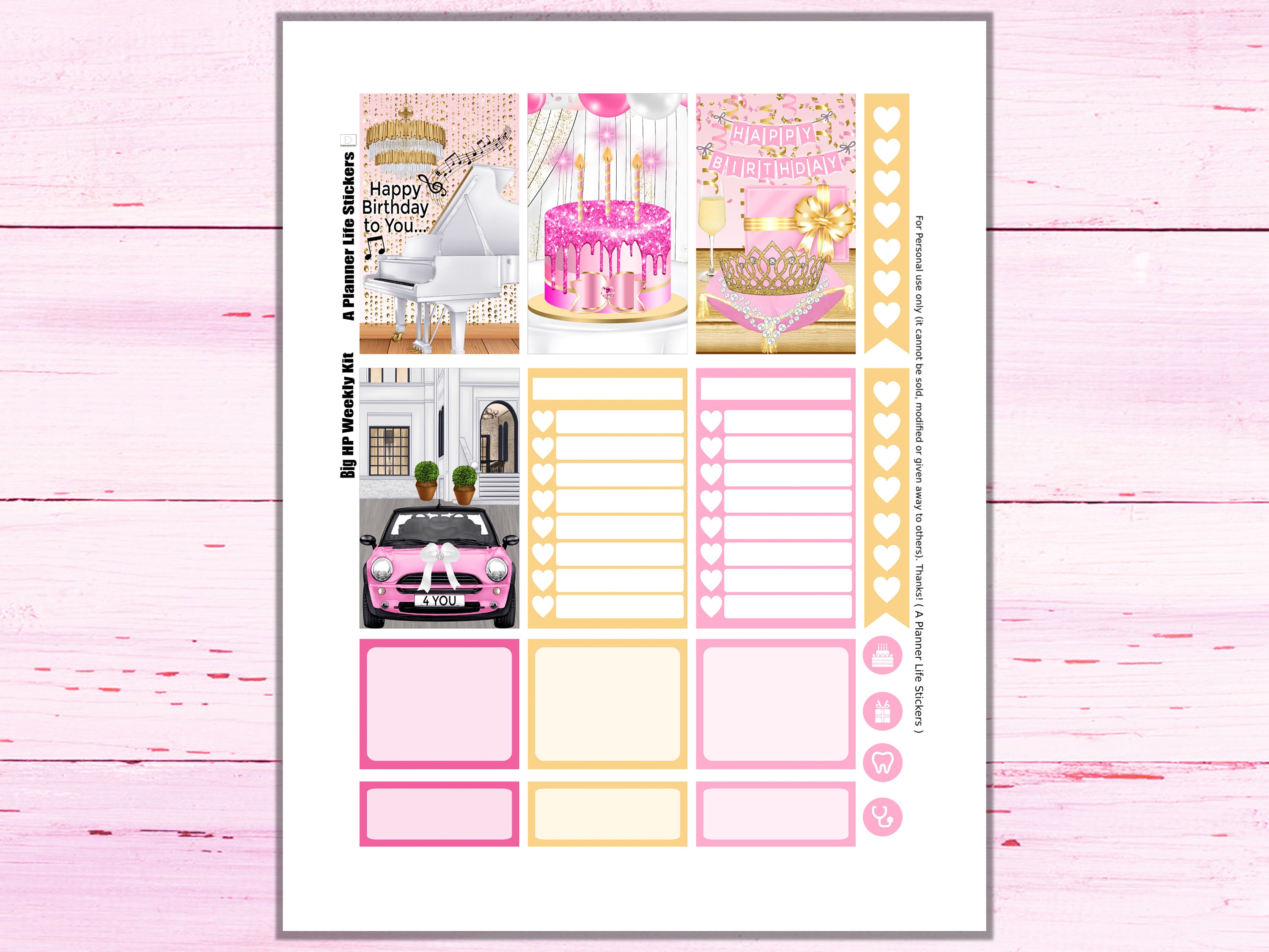 Birthday Printable Planner Stickers: Made to Fit the Big Happy - Etsy