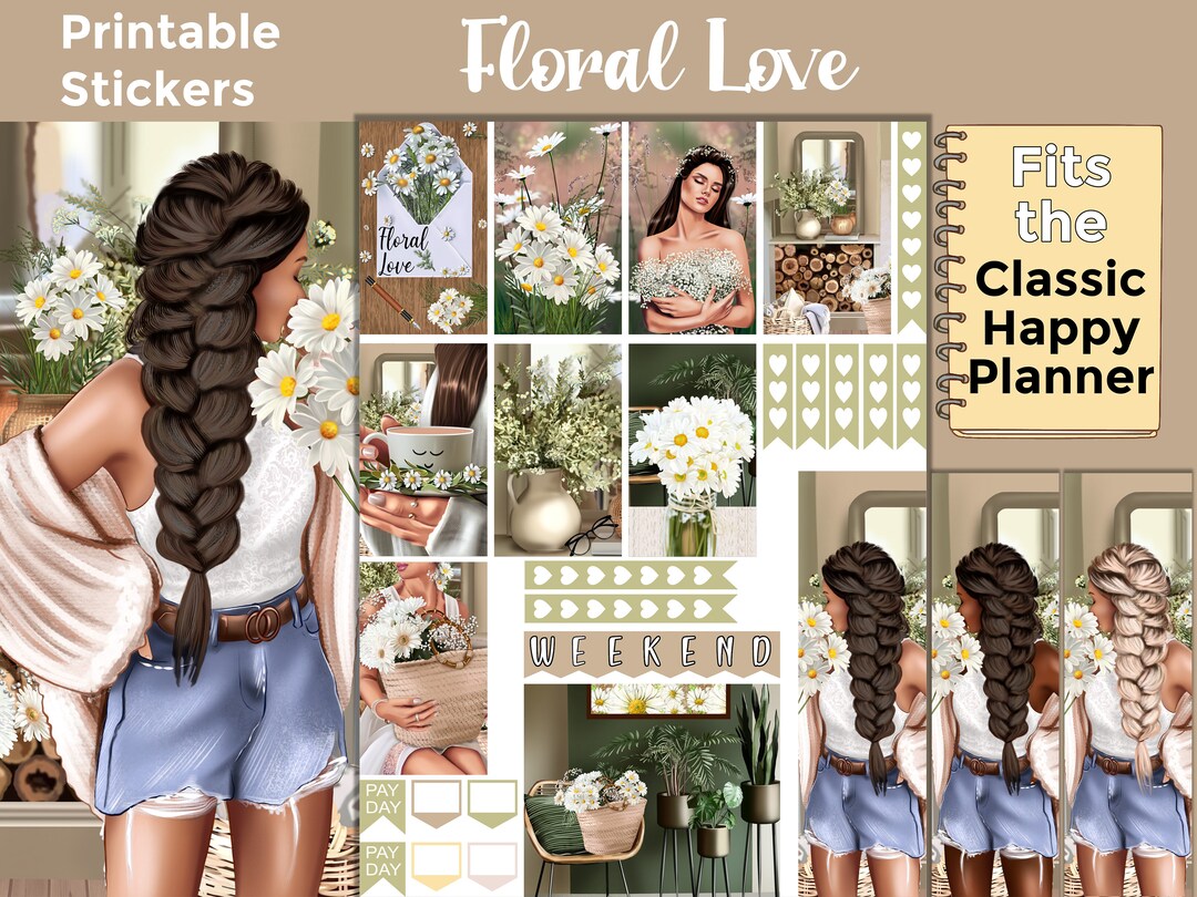 Flower Printable Planner Stickers: Made to Fit the Classic Happy ...