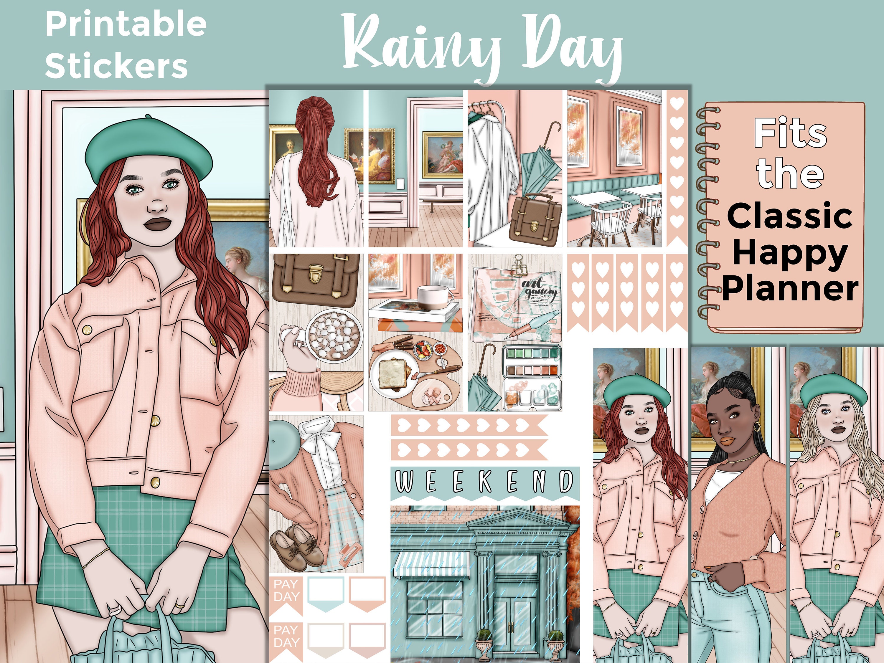 Rainy Day Printable Planner Stickers: Made to Fit the Classic | Etsy