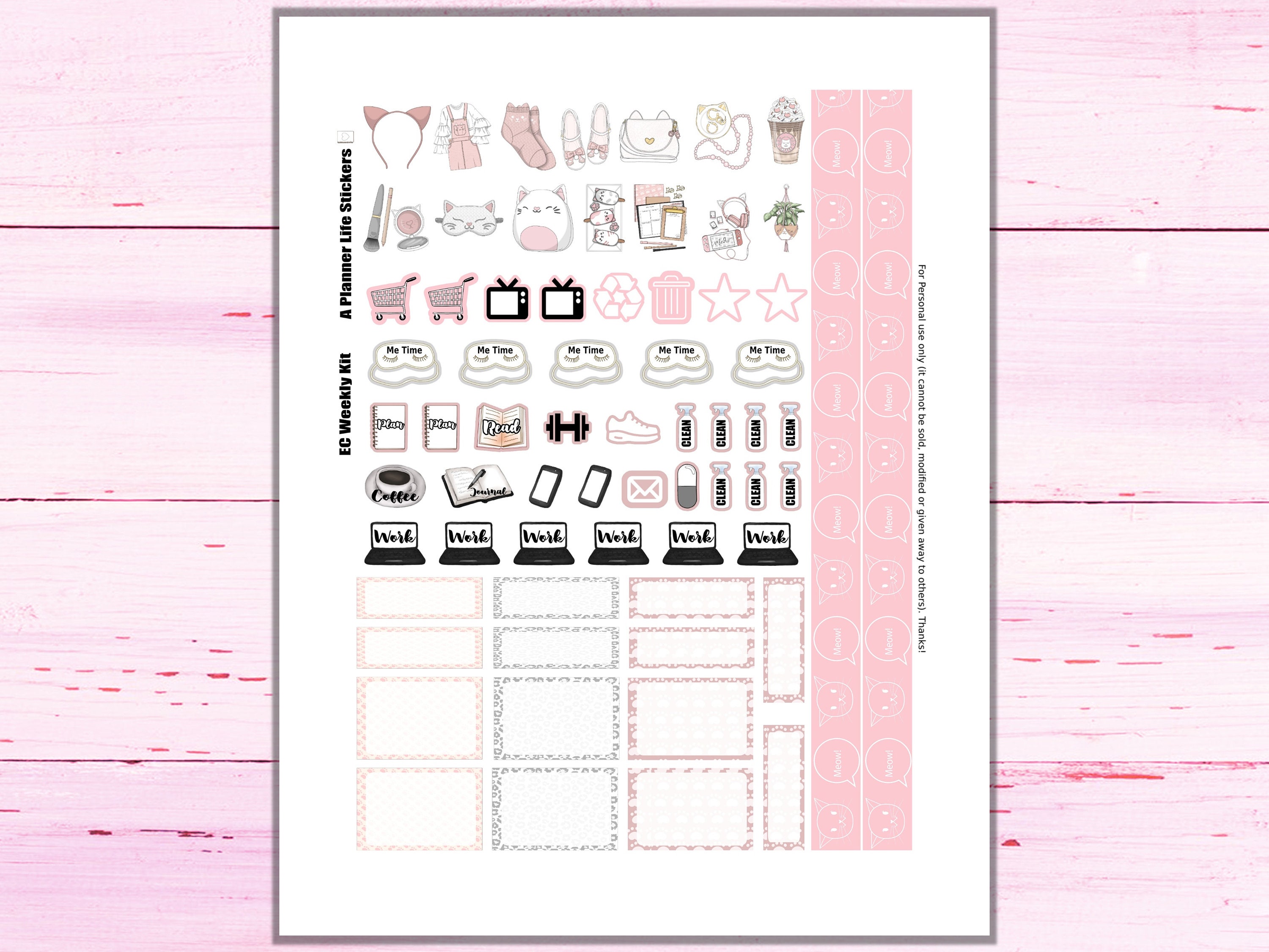 Printable Cat Planner Stickers: Made to Fit the Erin Condren - Etsy