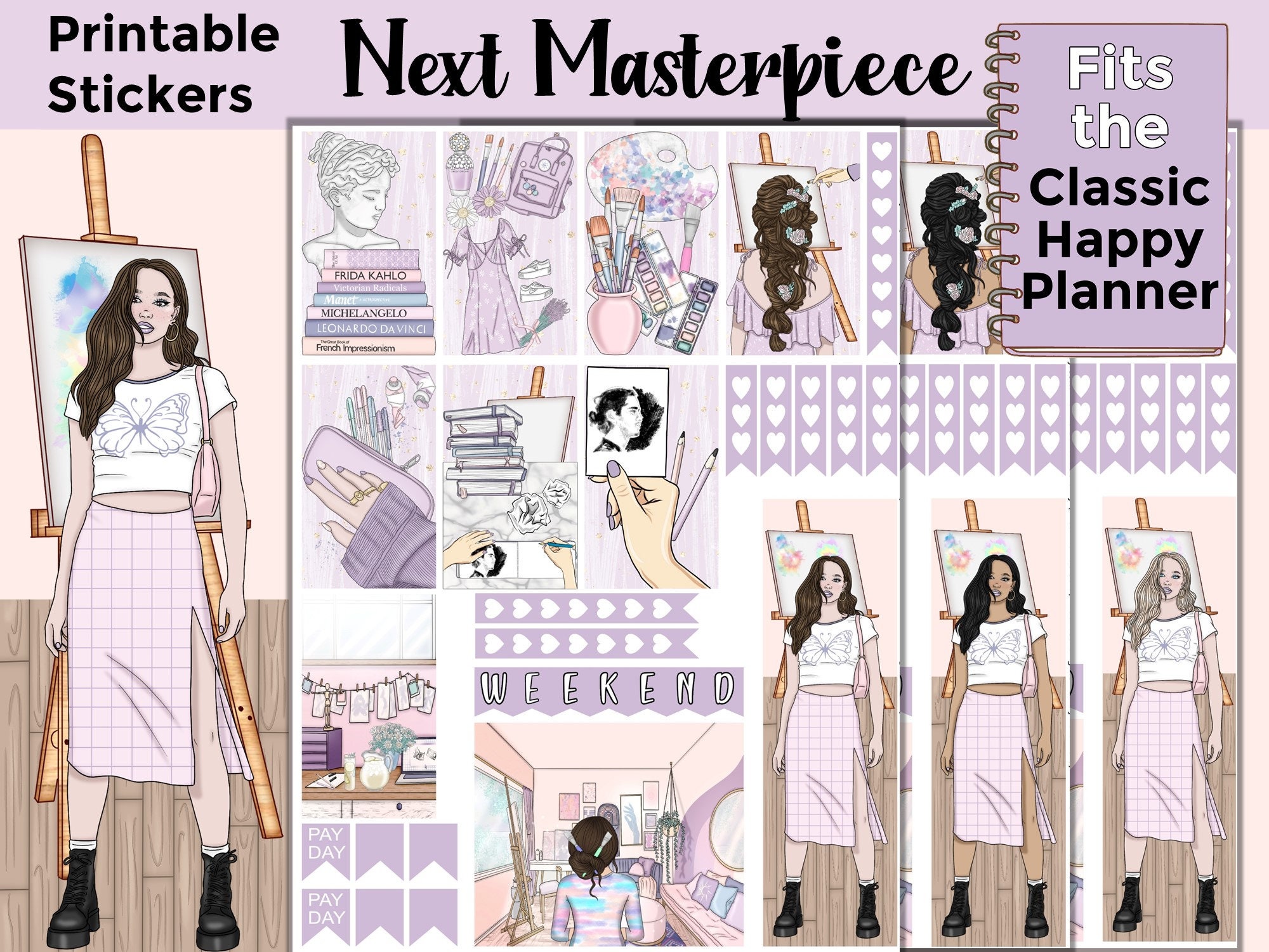 Printable Art Planner Stickers: Made to Fit the Classic Happy - Etsy Canada