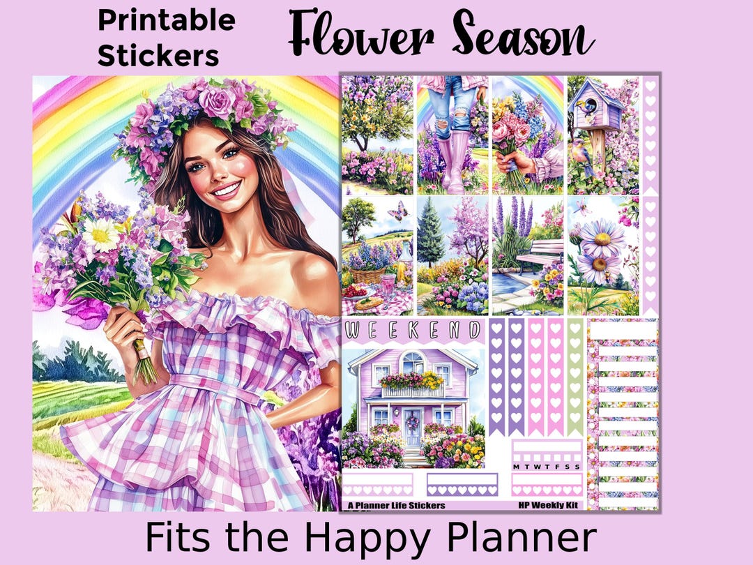 Flower Printable Planner Stickers: Made to Fit the Classic Happy ...