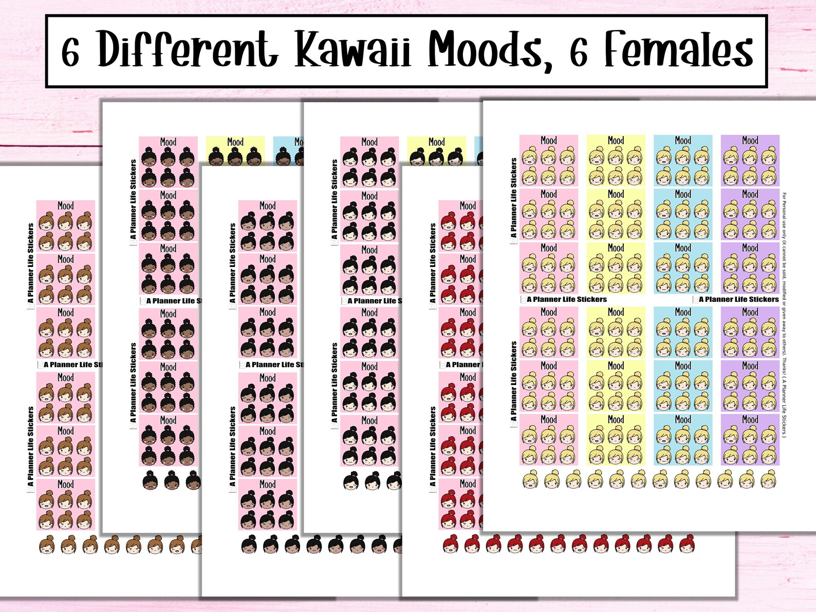 Kawaii Mood Tracker Printable Stickers: Made to Fit the Happy Planner ...