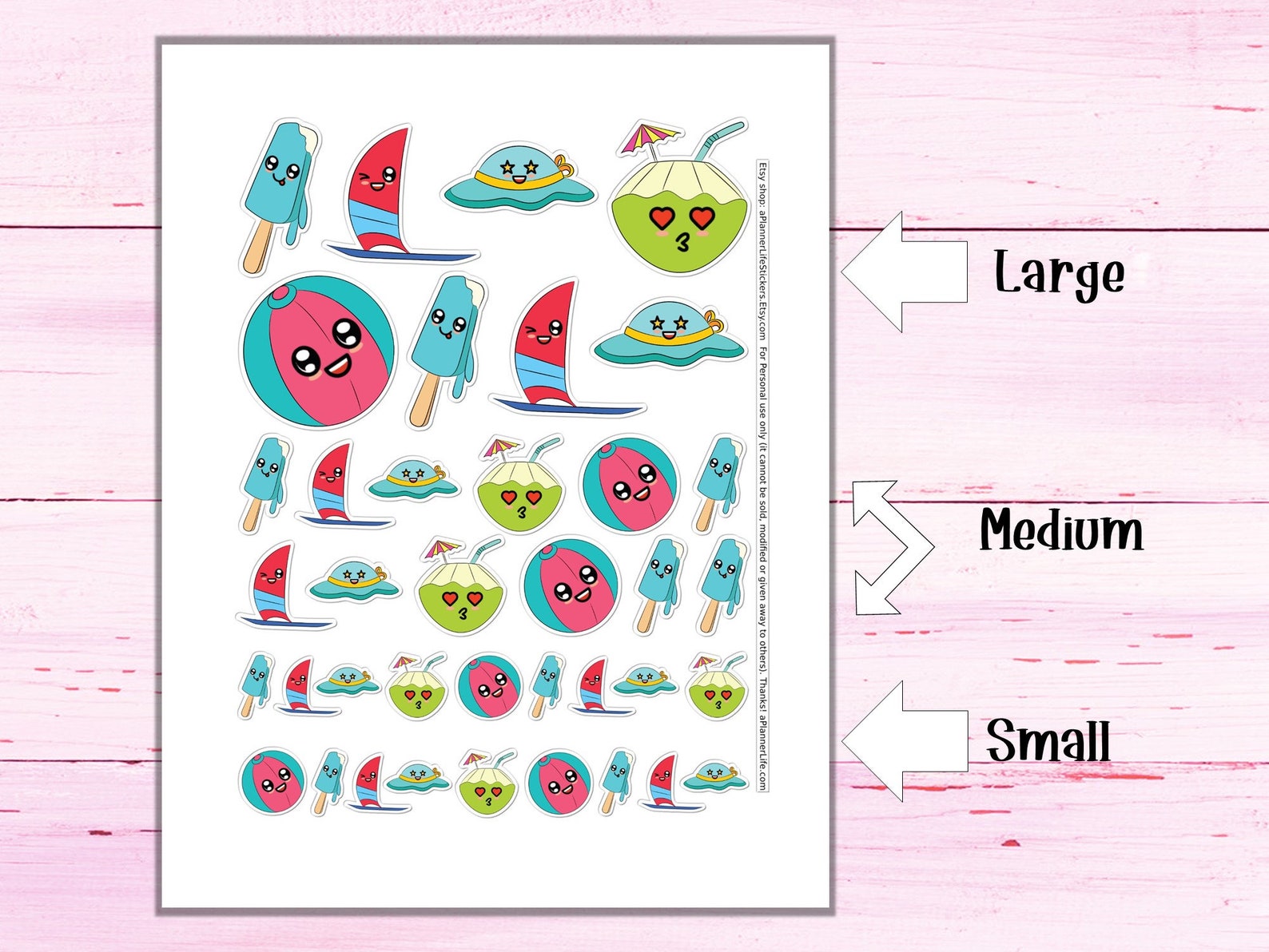 Printable Kawaii Summer Stickers: Kawaii Summer 2 - Etsy Canada