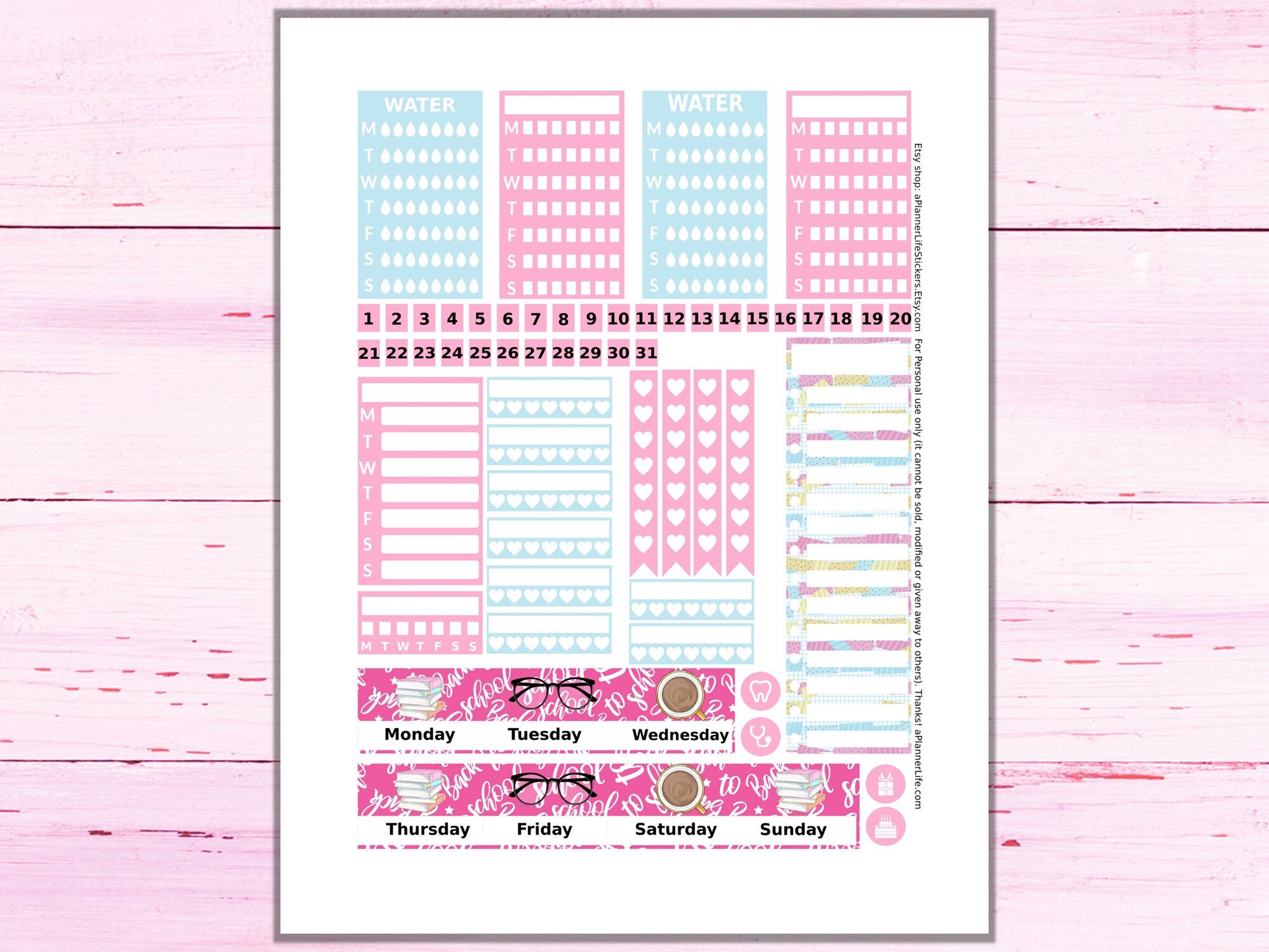 School Printable Planner Stickers: Made to Fit the Classic | Etsy