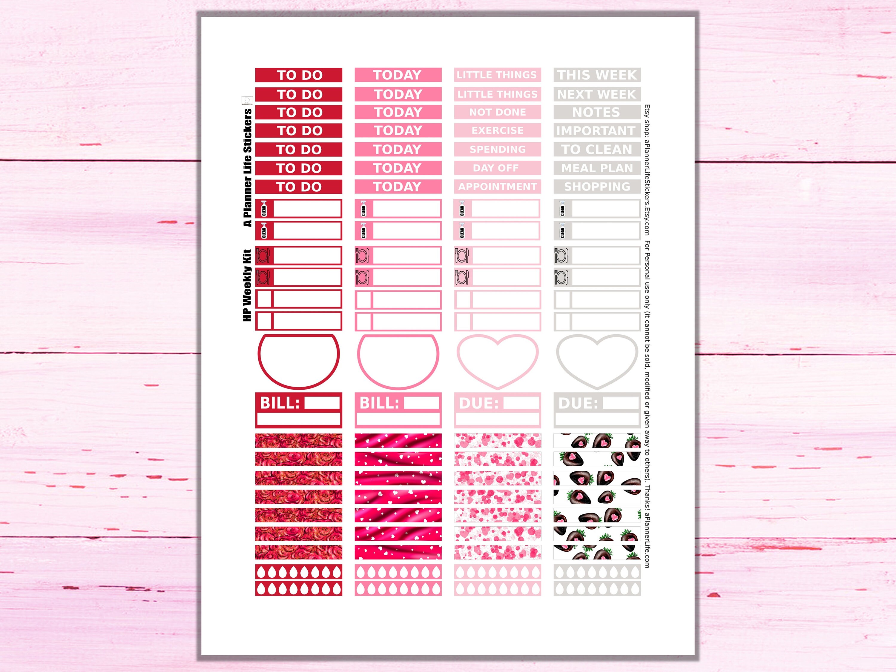 Cute Love Printable Planner Stickers: Made to Fit the Classic | Etsy