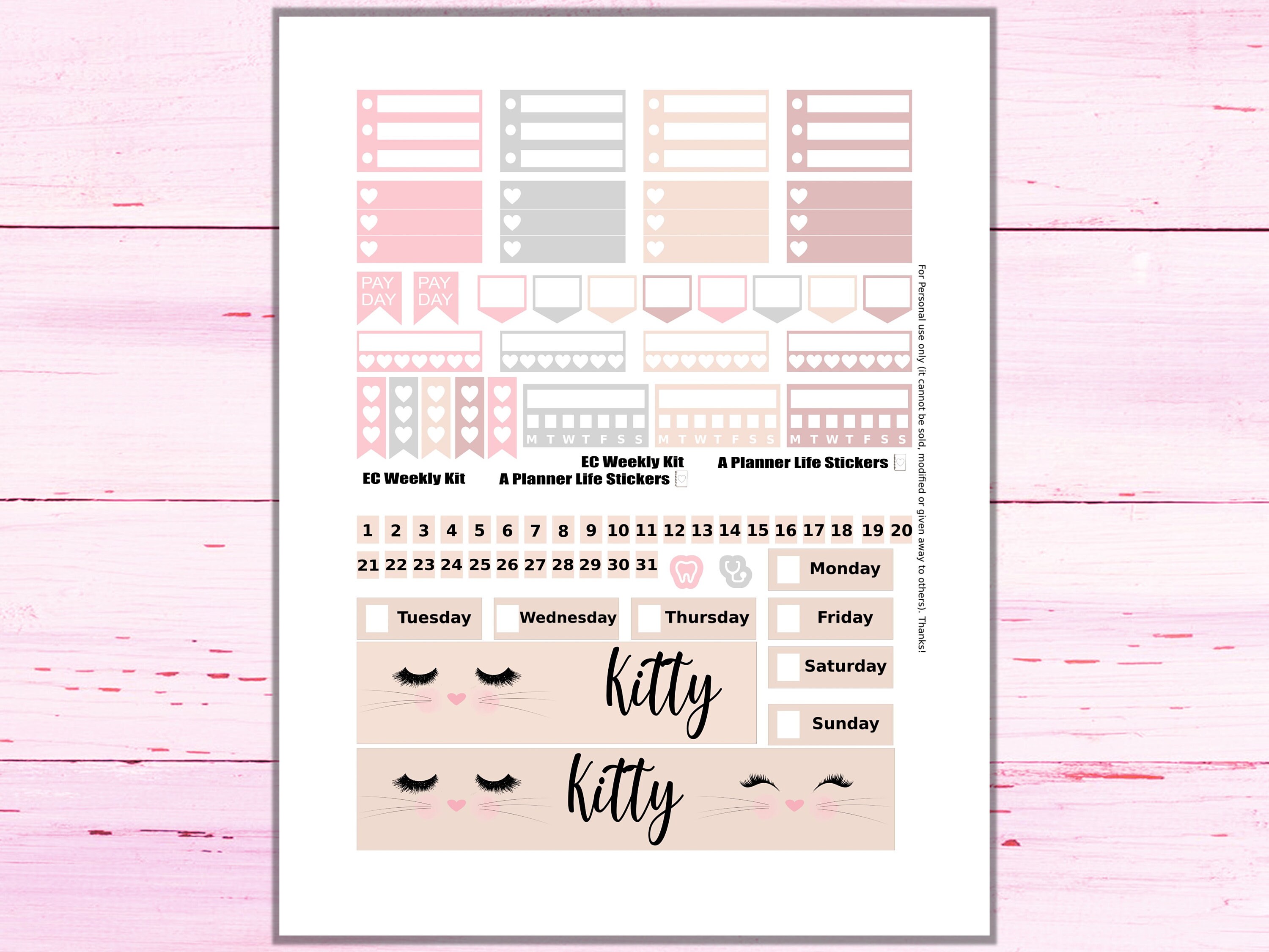Printable Cat Planner Stickers: Made to Fit the Erin Condren - Etsy