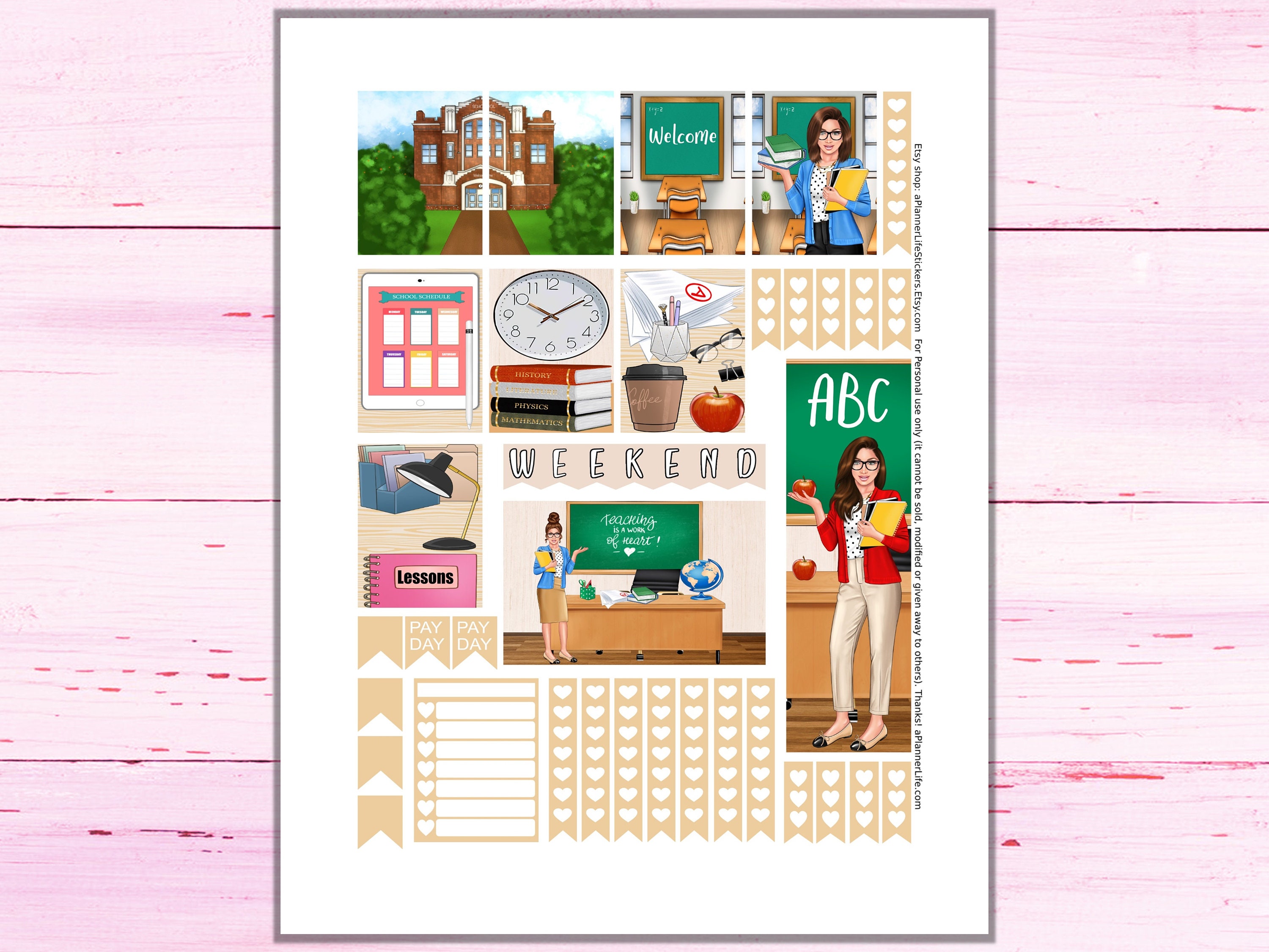 Printable Teacher Planner Stickers: Made to Fit the Erin | Etsy