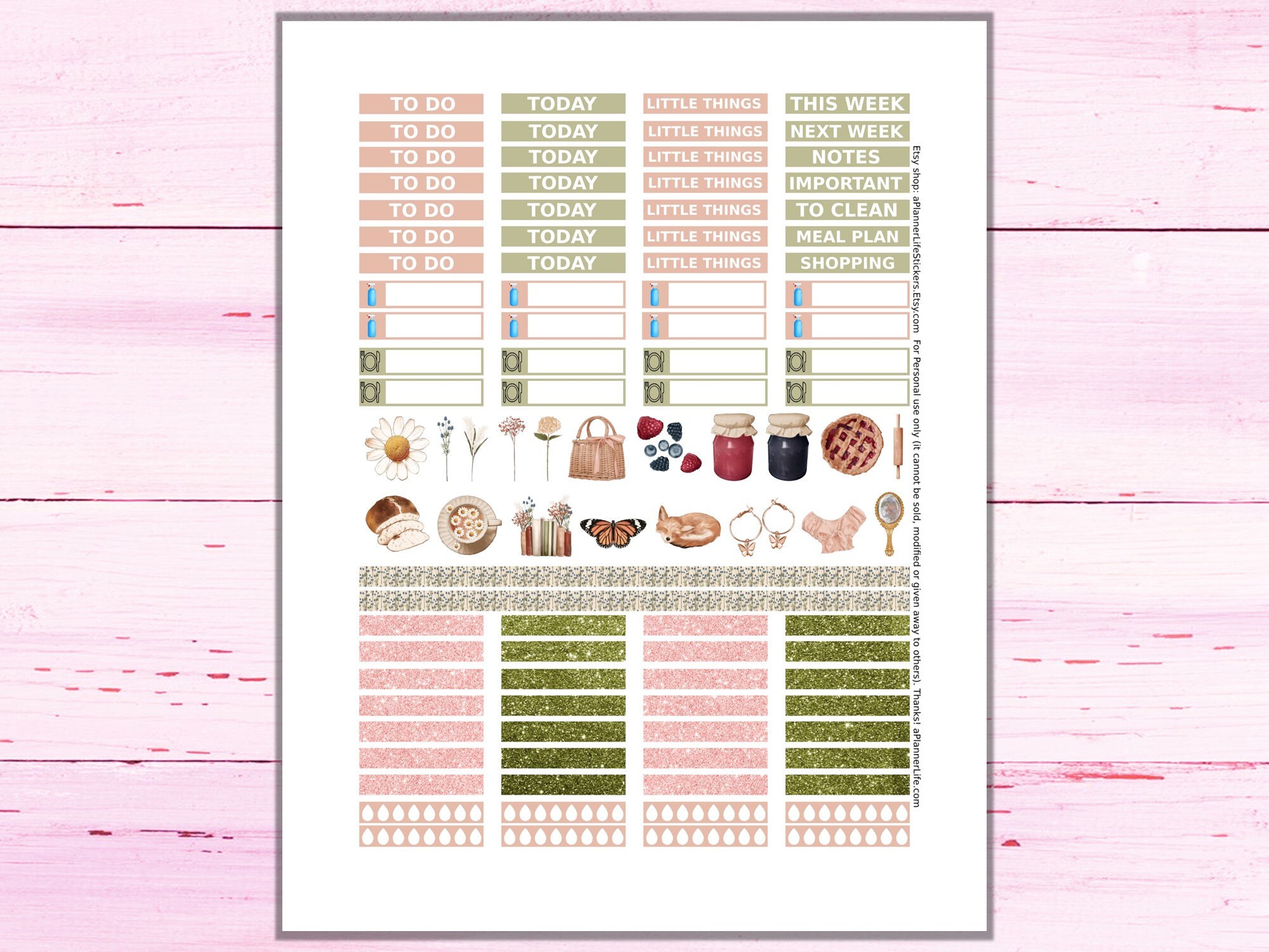 Cottagecore Printable Planner Stickers: Made to Fit the | Etsy