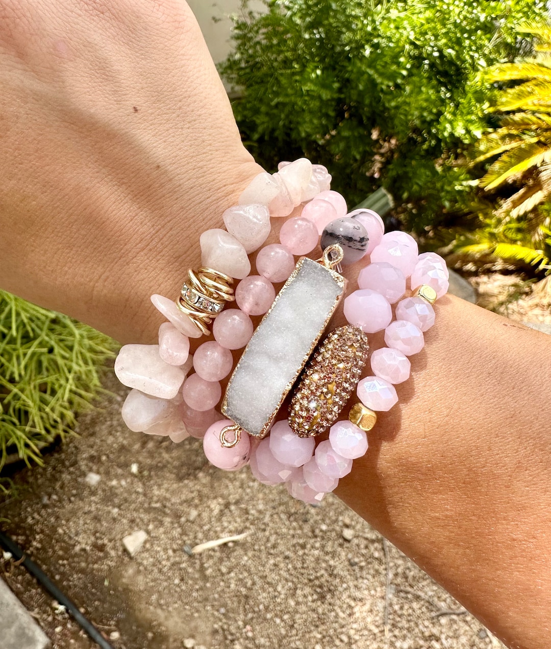 Pink Bracelets Set of 5, Pink Bracelets, Pink Bracelet Set, Pink ...