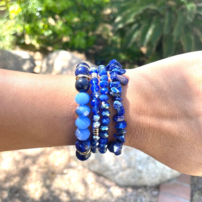 Blue Bracelets Set of 5 Blue Bracelets Blue Bracelet Set - Etsy