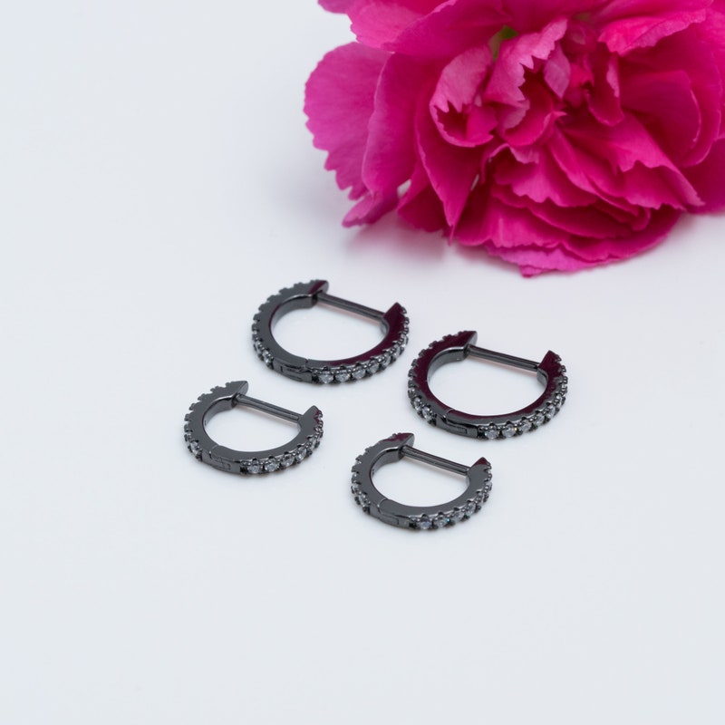 Black Hoop Earrings - Etsy