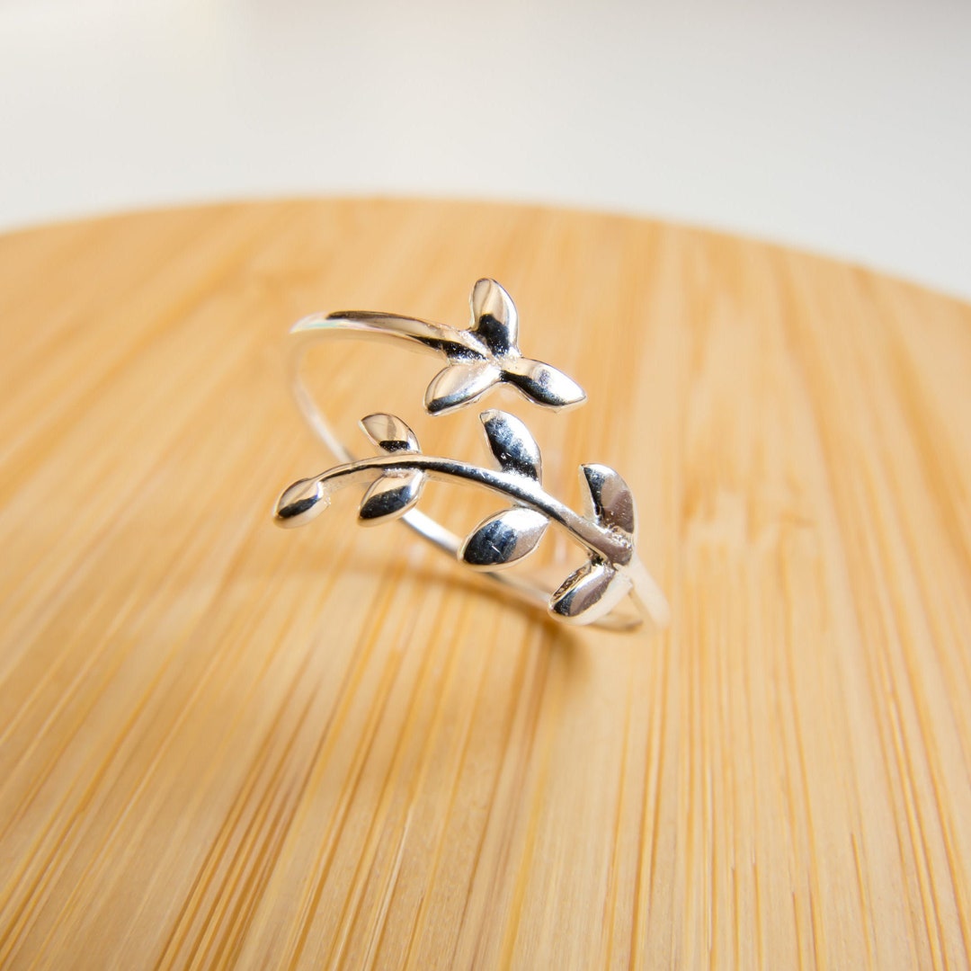 Sterling Silver Leaf Ring, Fast Shipping Gift, Silver Jewelry, Open ...