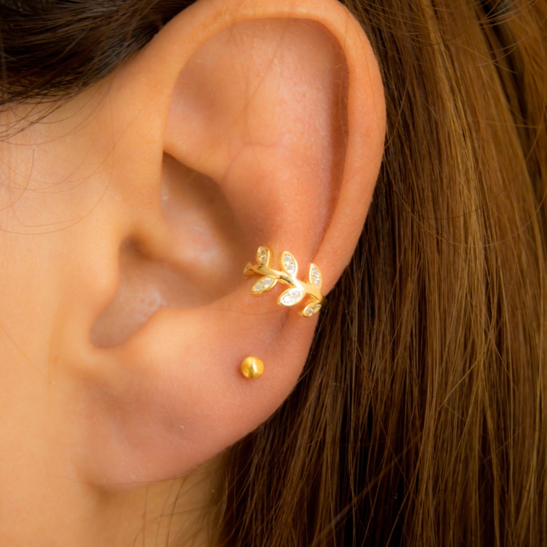 Leaf Ear Cuff Leaf Shaped Ear Cuff Silver Ear Wrap Gold Ear | Etsy