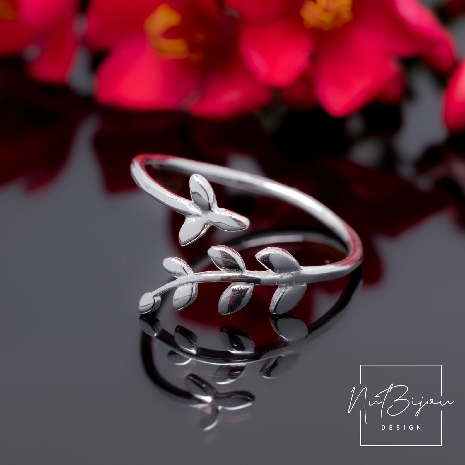 Adjustable Ring, Silver Leaves Ring, Open Ring, Stack Ring, Rings for ...