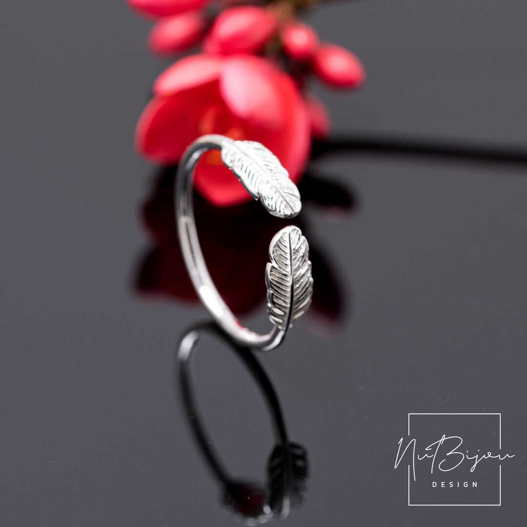 Sterling Silber kleine Feder Ring, Minimalist Ring, Ringe für Frauen ...