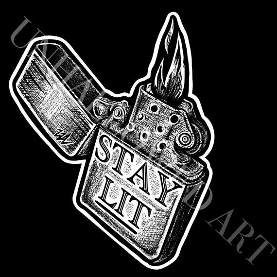 Decals & Skins Laptop Metalhead Sticker Stay Lit Zippo Lighter Sticker ...