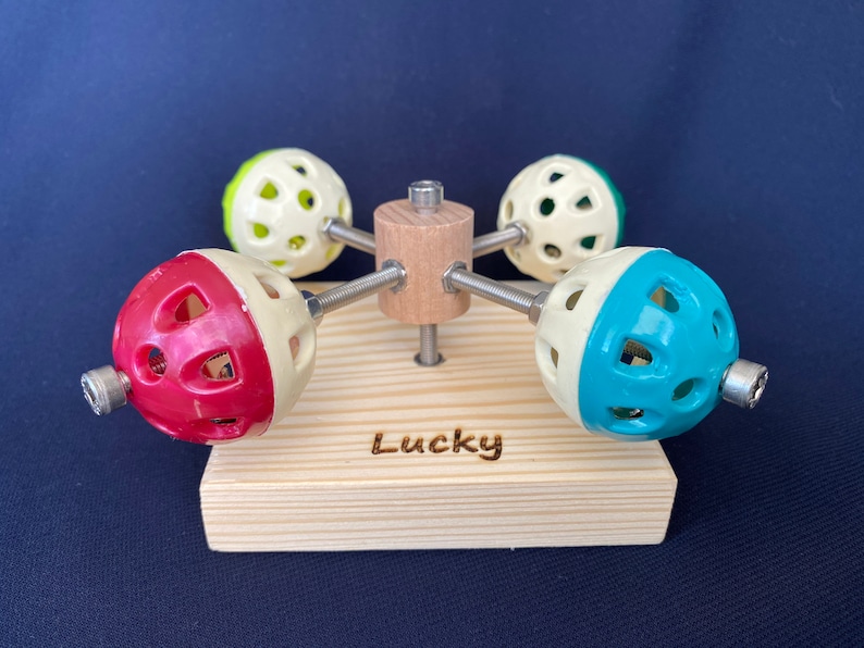 Custom Rotating Cat Toy With Bell Balls Wooden Cat Toy - Etsy