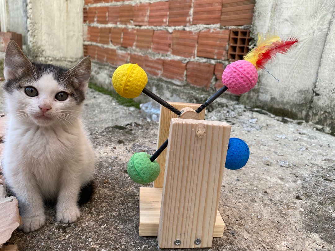 Guineapigler Rotating Cat Toy, Wooden Cat Toy, Stimulating Toy, Cat ...
