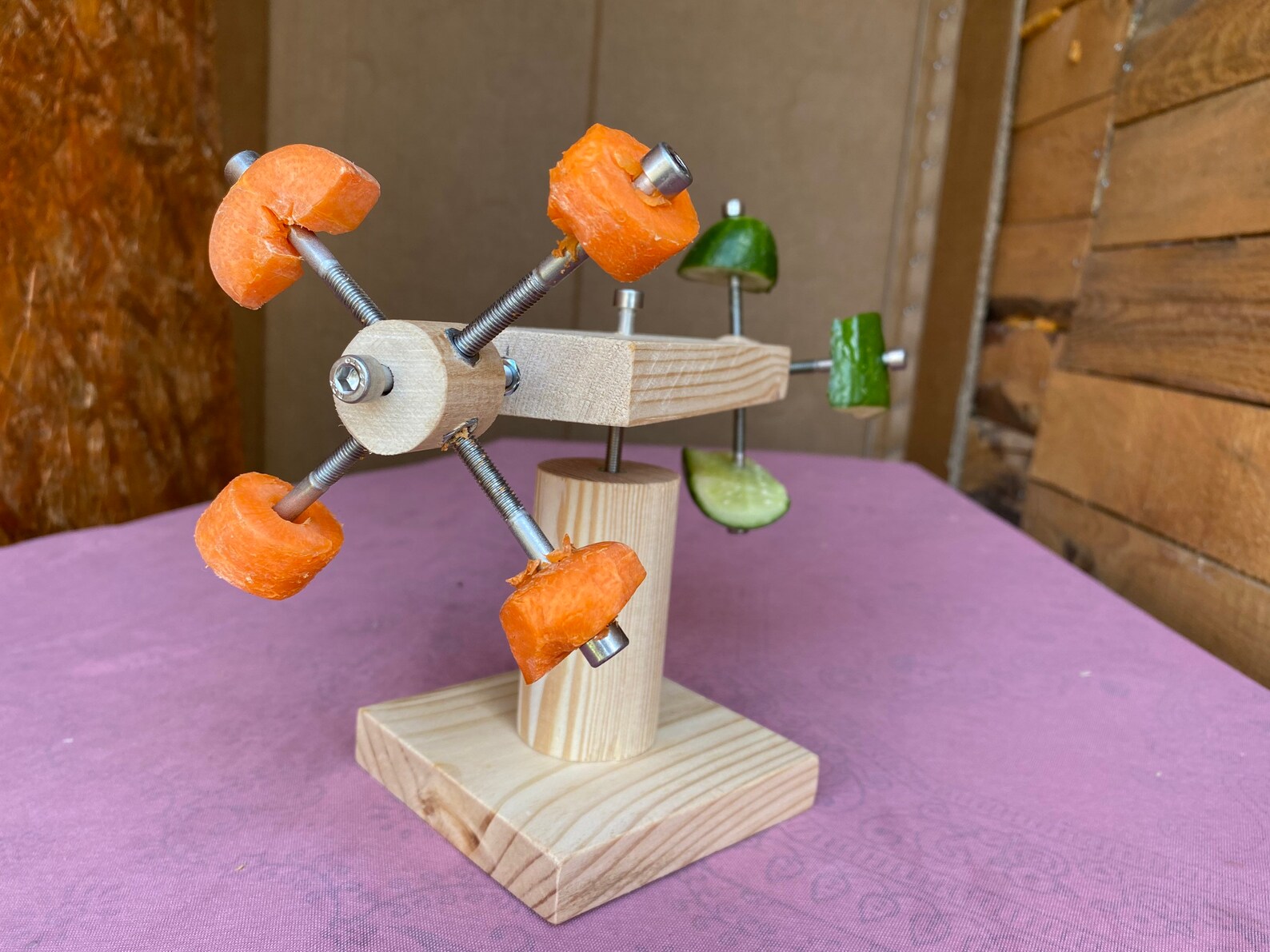 Rabbit Feeder Stand Rabbit Toy Rabbit Wheel Chewing Wood - Etsy