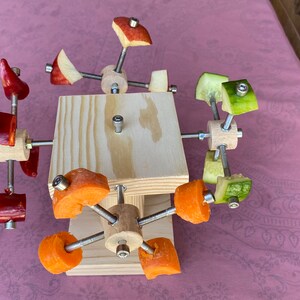 4 Wheel Rabbit Food Stand Toy, Bunny Toy, Feeder, Wooden Cage Play ...