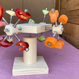 4 Wheel Rabbit Food Stand Toy, Bunny Toy, Feeder, Wooden Cage Play ...
