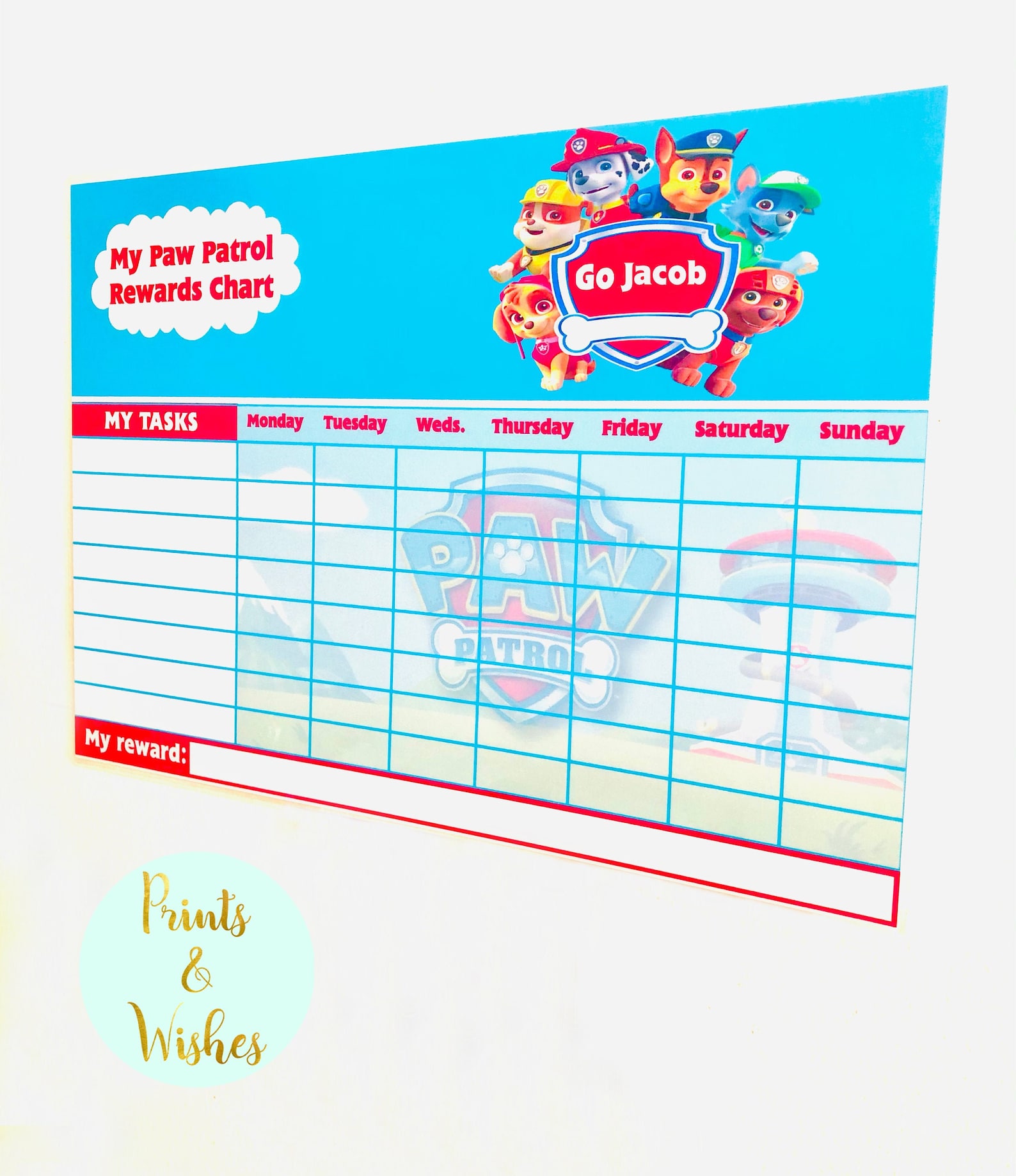 Paw Patrol Reward Chart Can be personalised with your | Etsy