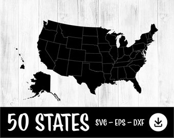 50 States Svg 50 Separates Files SVG and PNG United States - Etsy