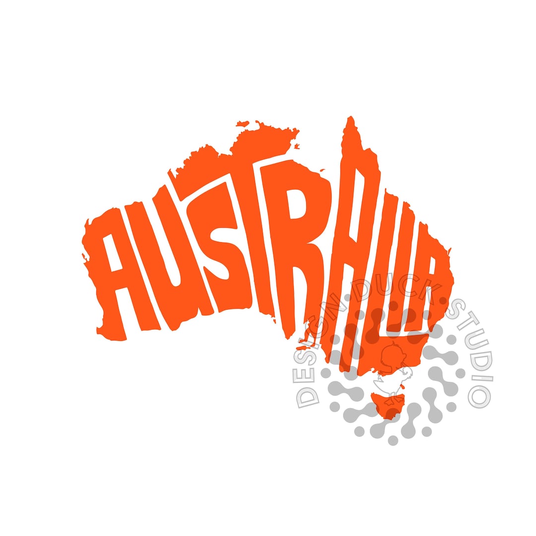 Australia Typography, Australia Map, Australia Word Art, Country Name ...