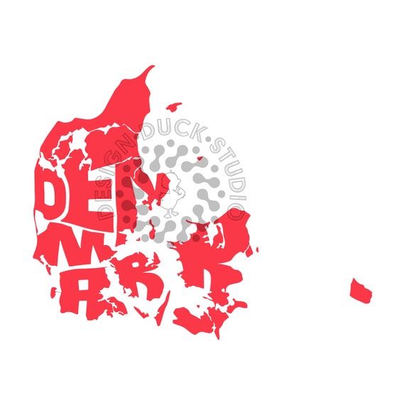 Denmark Typography Denmark Map Denmark Word Art Country | Etsy