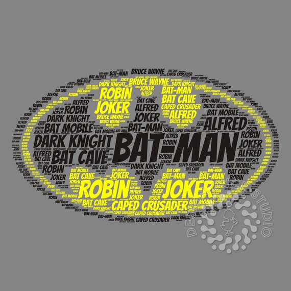 Batman Word Art Svg Batman Logo Batman Design Batman Design | Etsy