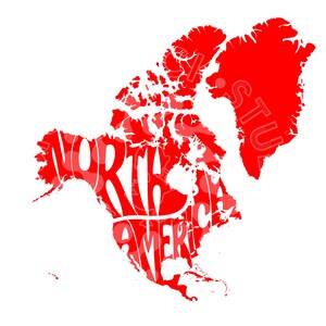 Continents Typography, World Map, World Word Art, Continent Name Inside ...