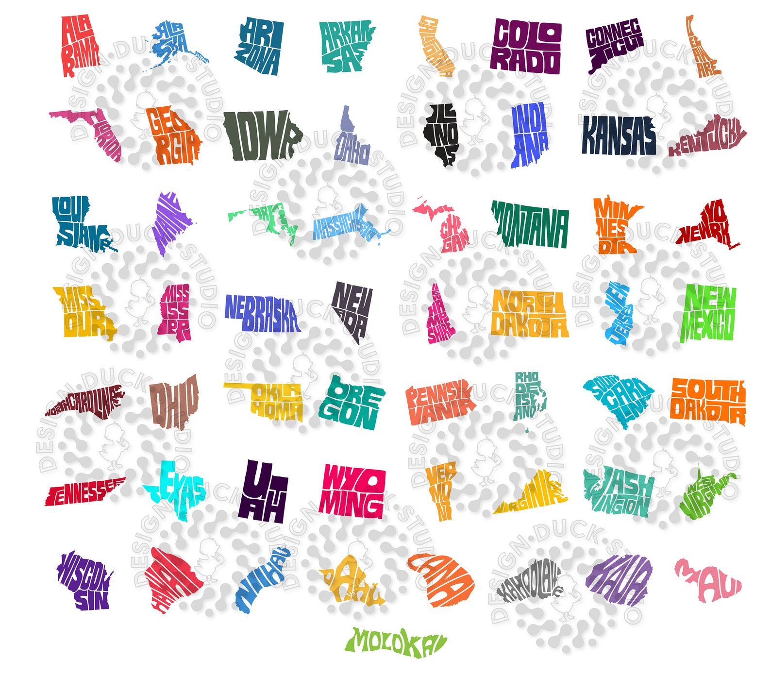 USA Typography, USA State Map, USA Word Art, State Name Inside Shape ...