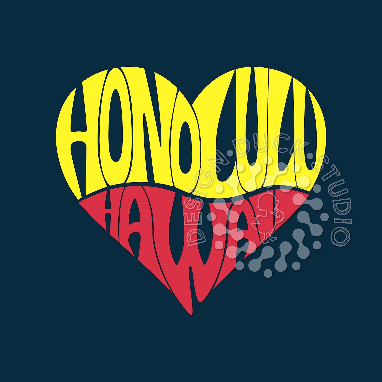 Honolulu Hawaii Word Art Heart, Hawaii Typography, Words in Shape ...