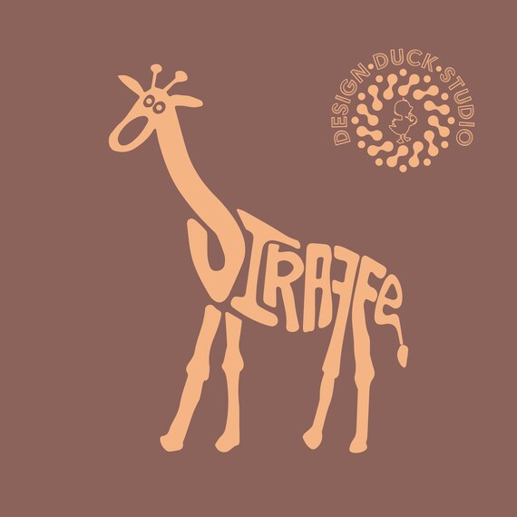 Giraffe Typography Word Art SVG Giraffe Shape Design Giraffe - Etsy UK