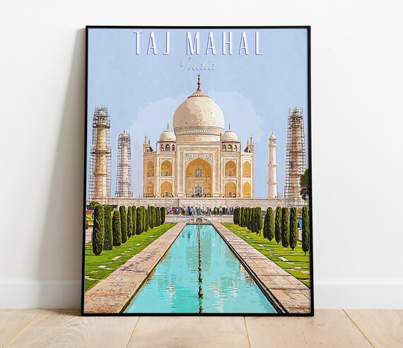 India Vintage Travel Poster Taj Mahal Print India Travel | Etsy